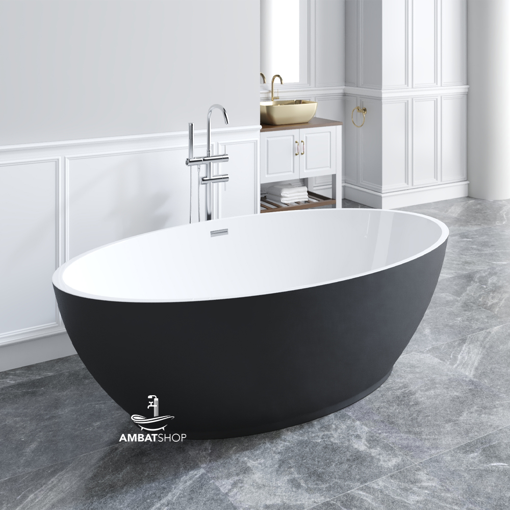 אמבטיה אקרילית מונחת מעוגלת צבע שחור | אמבטיות | אמבט שופ